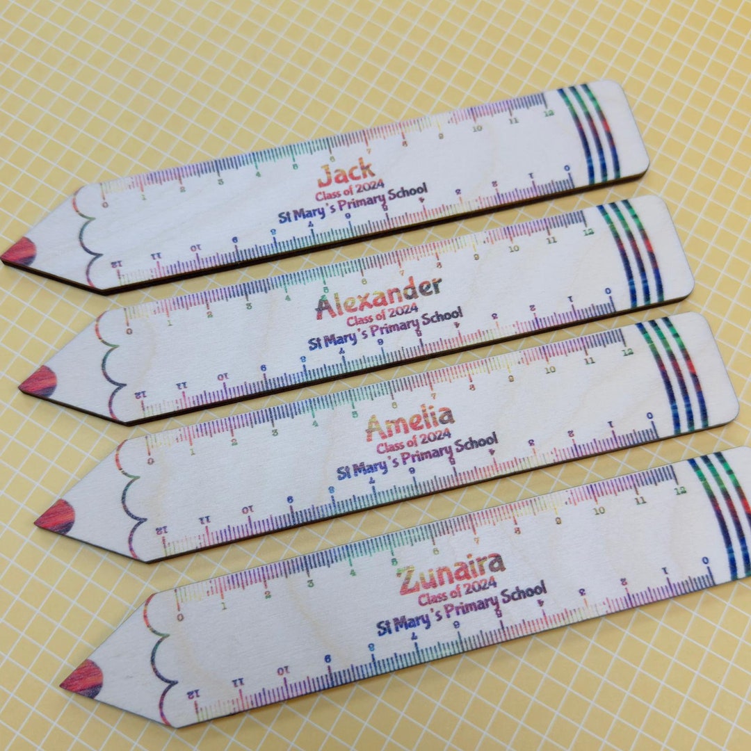 Personalised Ruler Teacher Pupil Gift Wooden - Class End of Term Favour ...