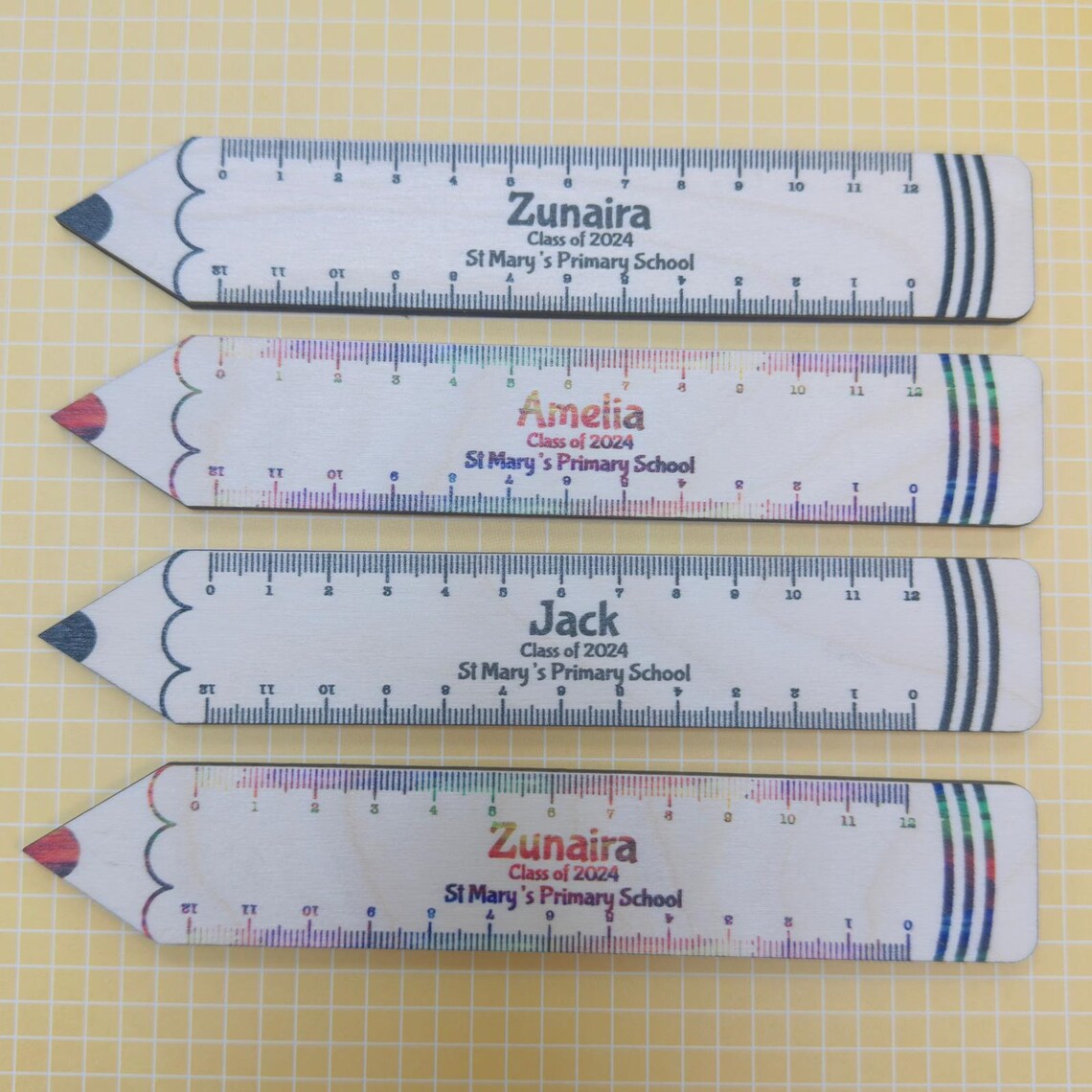 Personalised Ruler Teacher Pupil Gift Wooden - Class End of Term Favour ...