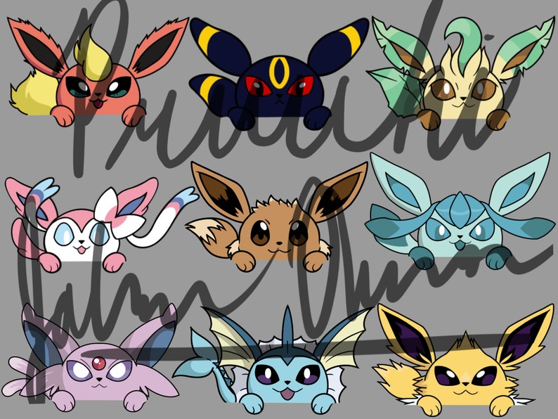 Eeveelutions Peek-a-boo PNG & SVG Files - Etsy