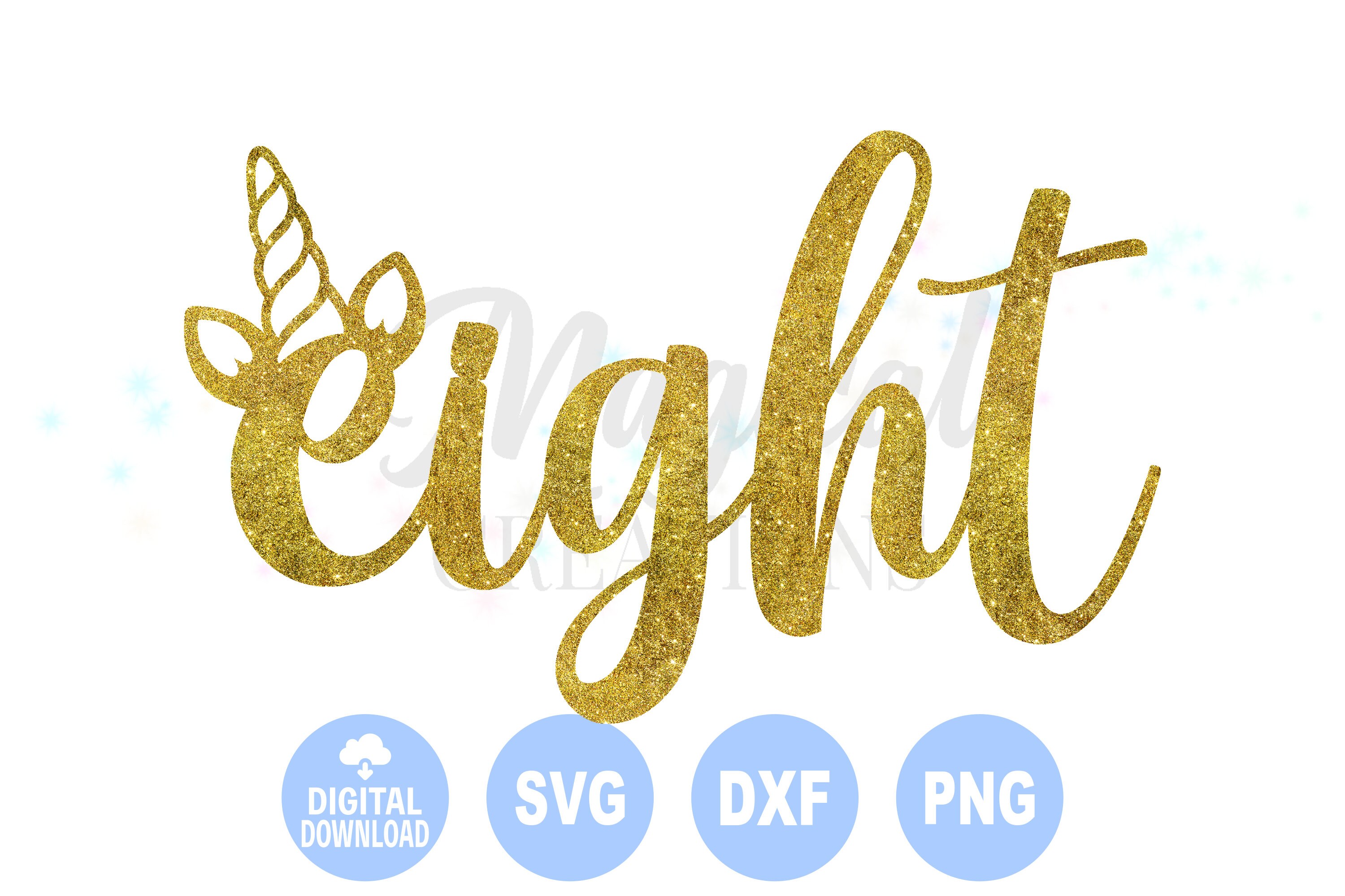 Unicorn 8th Birthday Cake Topper Svg Cake Topper Svg 8th | Etsy