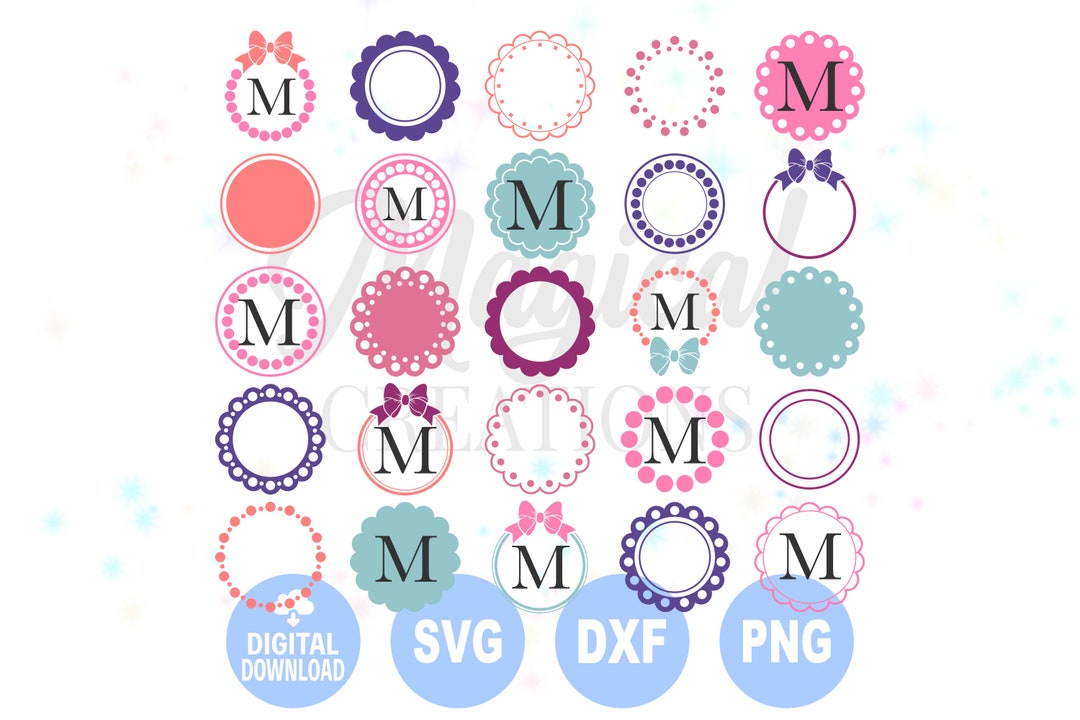 Bundle of 25 ~ Monogram Frame Svg, Scalloped Monogram Frame Svg, Frame ...