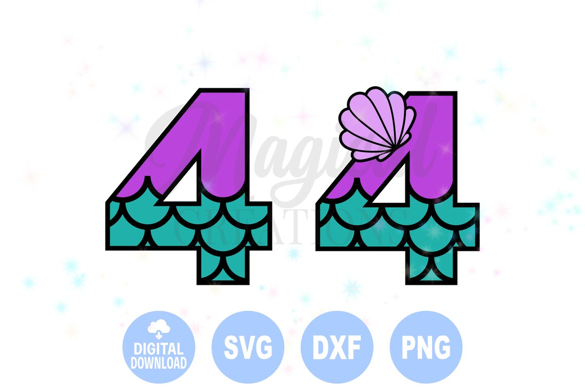 Mermaid Number 4 Svg Mermaid Svg Mermaid Birthday Svg - Etsy