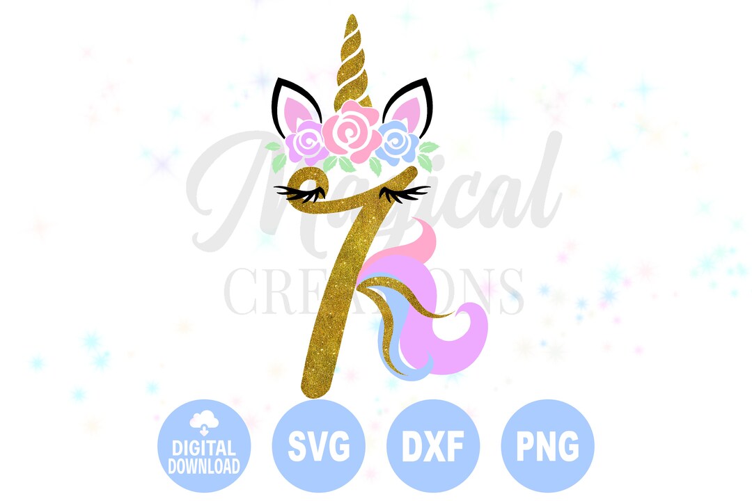 My 7th Birthday Unicorn Svg , Unicorn Svg, Unicorn Head Svg, Unicorn ...