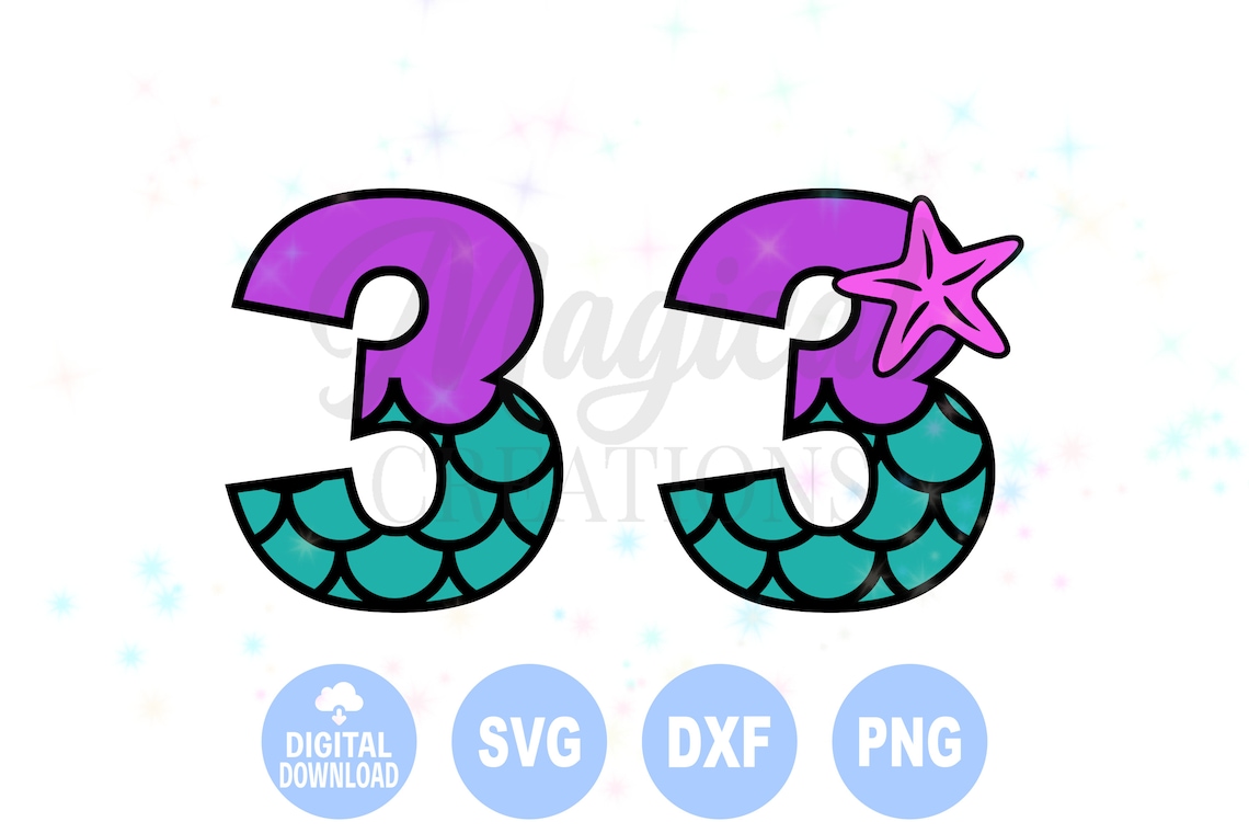 Mermaid Number 3 Svg Mermaid Svg Mermaid Birthday Svg - Etsy
