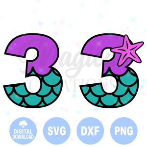 Mermaid Number 3 Svg Mermaid Svg Mermaid Birthday Svg - Etsy