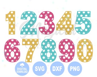 Polka Dot Number Svg, Polka Dot Number 0-9 Svg, Number Svg, Number 0-9 ...