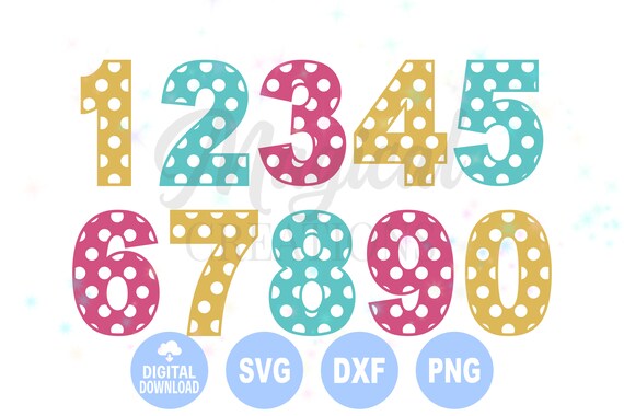 Polka Dot Number Svg Polka Dot Number 0-9 Svg Birthday Svg - Etsy