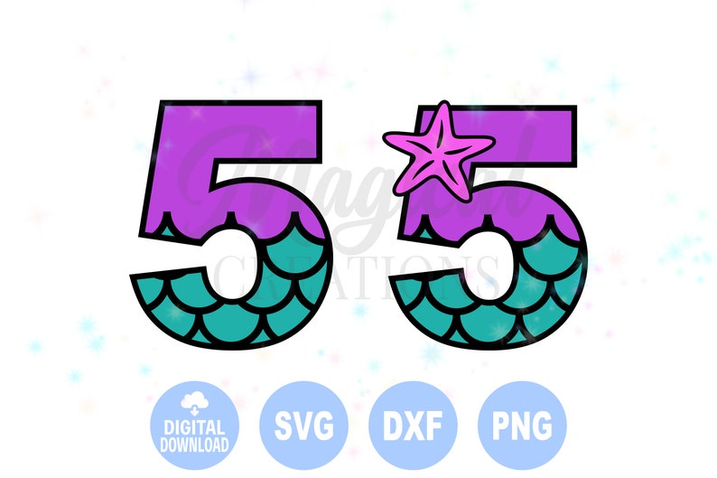 Mermaid Number 5 svg Mermaid svg Mermaid Birthday svg | Etsy
