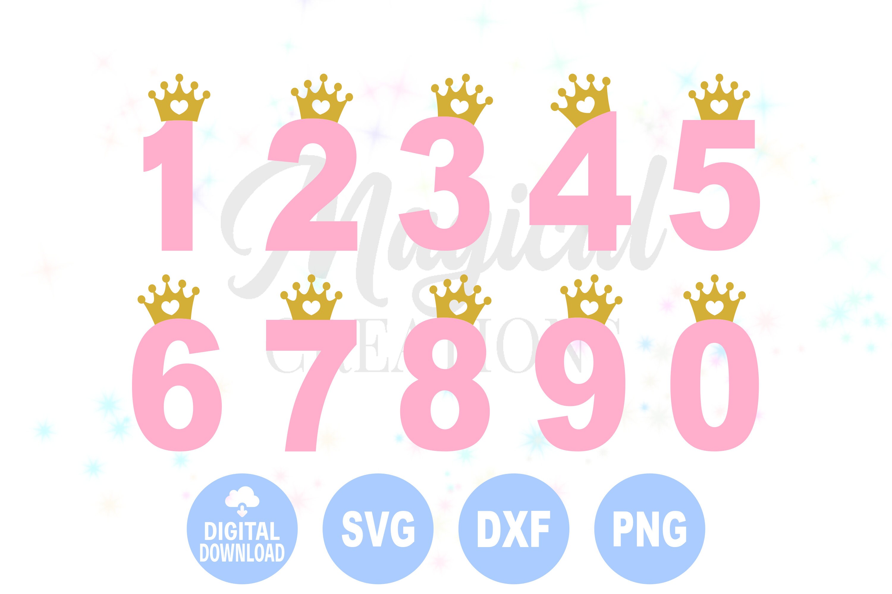 Crown PrincessNumber svg Crown Number 0-9 svg Princess | Etsy