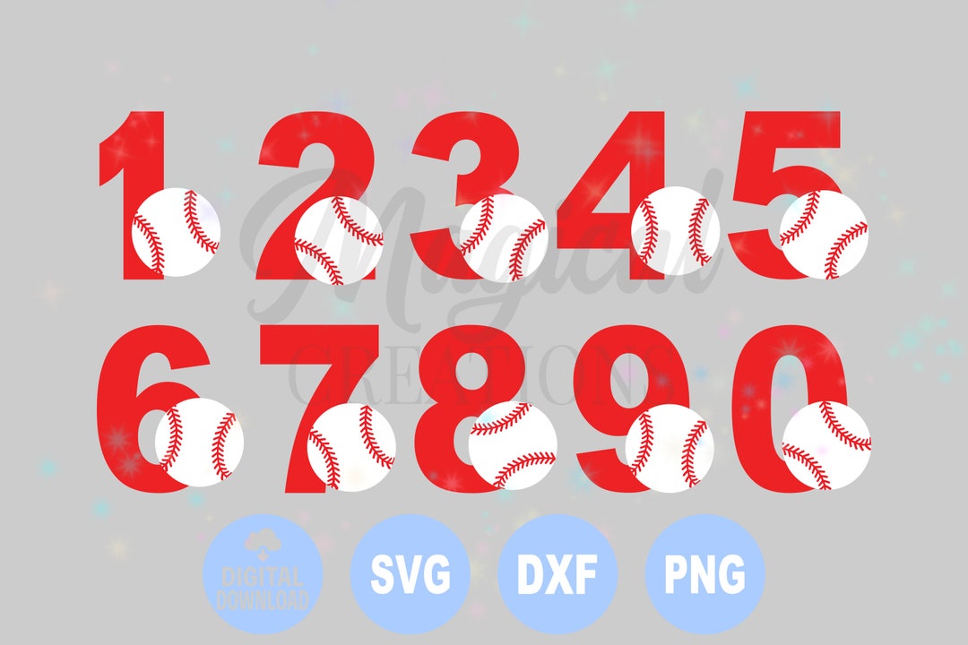 Baseball Number Svg, Baseball Number 0-9 Svg, Sport Birthday Svg ...