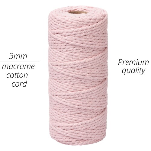 DUSTY PINK Macrame Cord 3mm 3 Strand Twisted Cotton String 153 - Etsy
