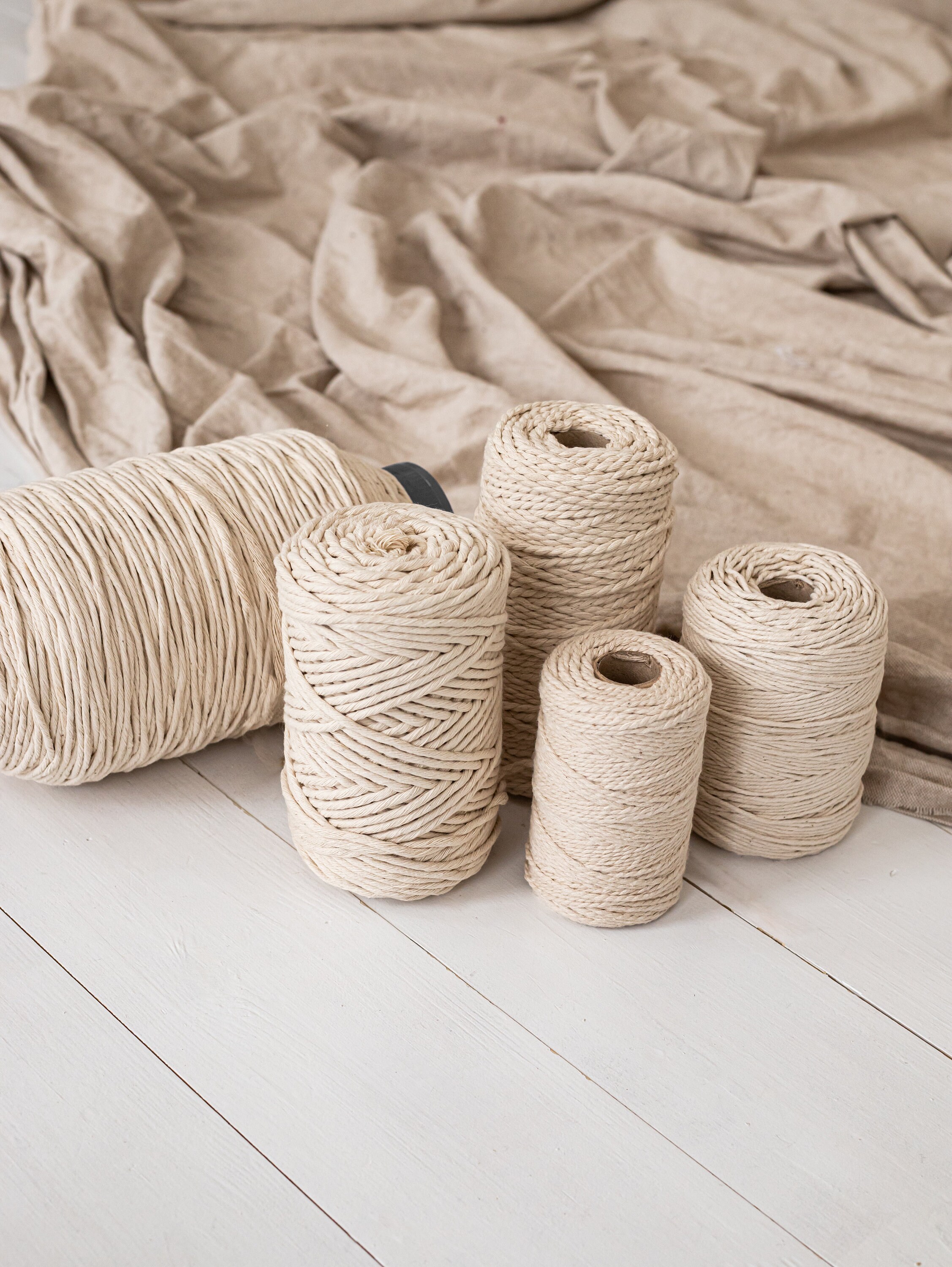 Macrame cotton cord 2mm 328 ft 100m Natural color 2 strand | Etsy