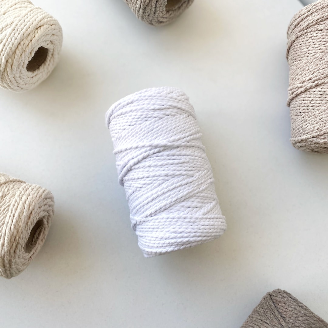 Macrame Cotton Cord 2mm White 328 Ft (100m), 2 Strand Twisted Macrame ...