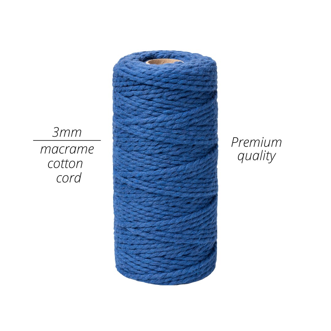 Macrame Cord 3mm Royal Blue 328ft/ Twisted 2 Strand Cotton Cord 3mm ...