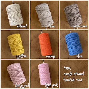 Macrame Cord 5mm Single Strand Twisted Macrame Cord/ Macrame | Etsy