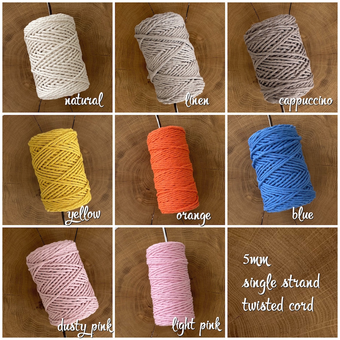 Macrame cord 5mm Violet Single strand twisted 328 ft 100m / | Etsy