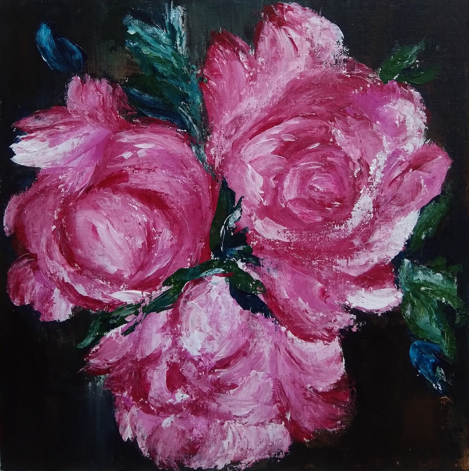 Pintura de rosas Arte abstracto moderno original Pintura de | Etsy