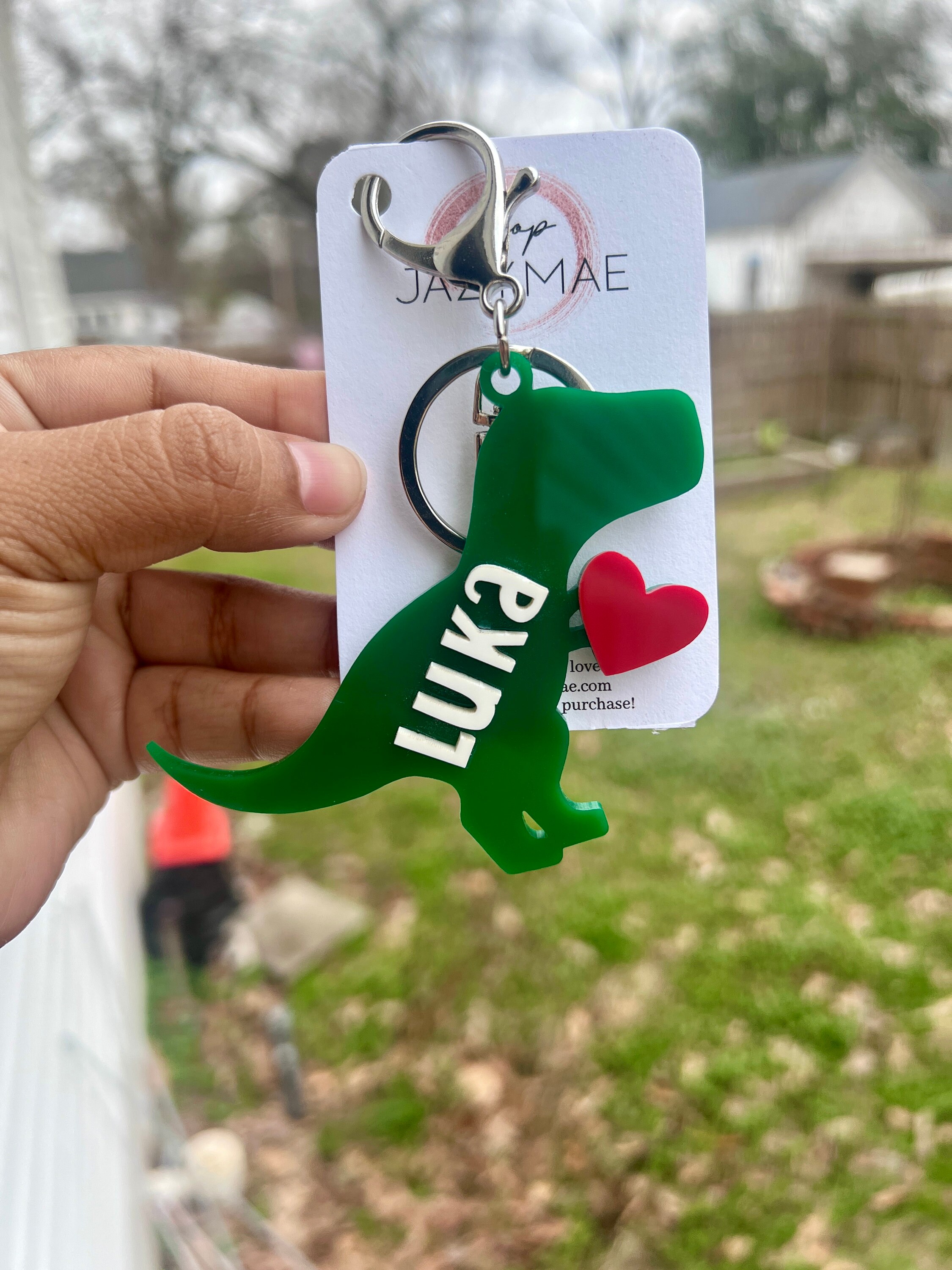 Acrylic Dino Name Tag Keychain - Etsy