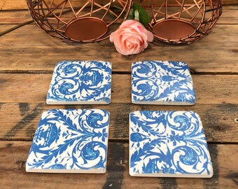 Set 4 French Shabby Chic Ceramic Tile Coasters Various Styles - Etsy UK
