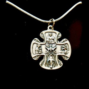 5 Way Crucifix, Large 1" Catholic Cross, 18" Stainless Steel Snake ...