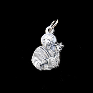 St Saint LUKE Silhouette- Saint Luke Medal, Catholic Saint Necklace ...