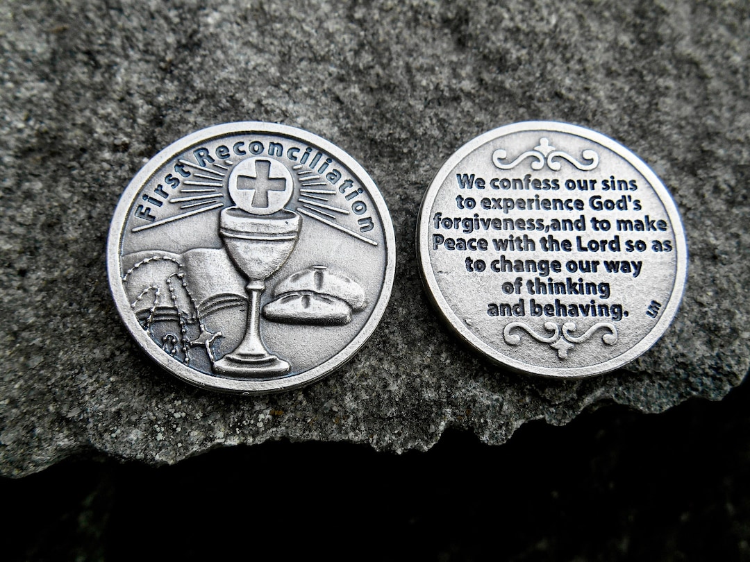 First Reconciliation Pocket Coin, 1st Holy Communion Token, Prayer ...