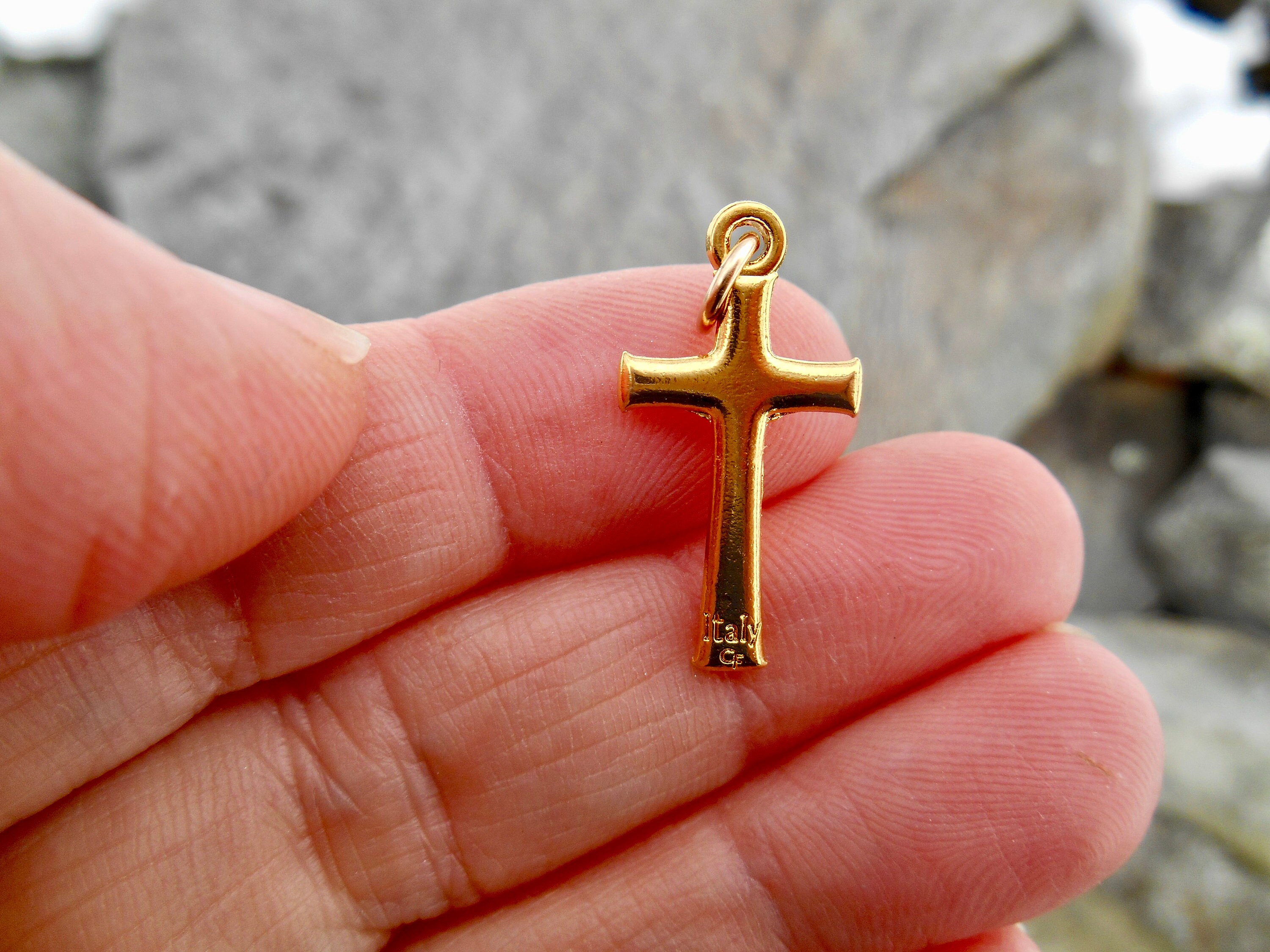 Tiny Gold Tone Crucifix Charm/ Miniature Cross Charm/ Small Cross Charm ...