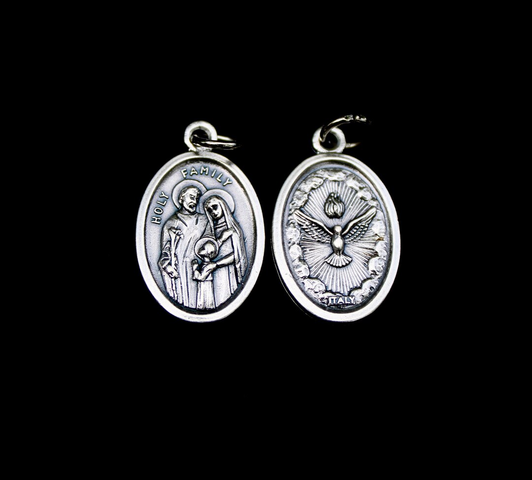 Holy Family Medal, St Joseph, Mary, Baby Jesus, Nativity Medal, Double ...
