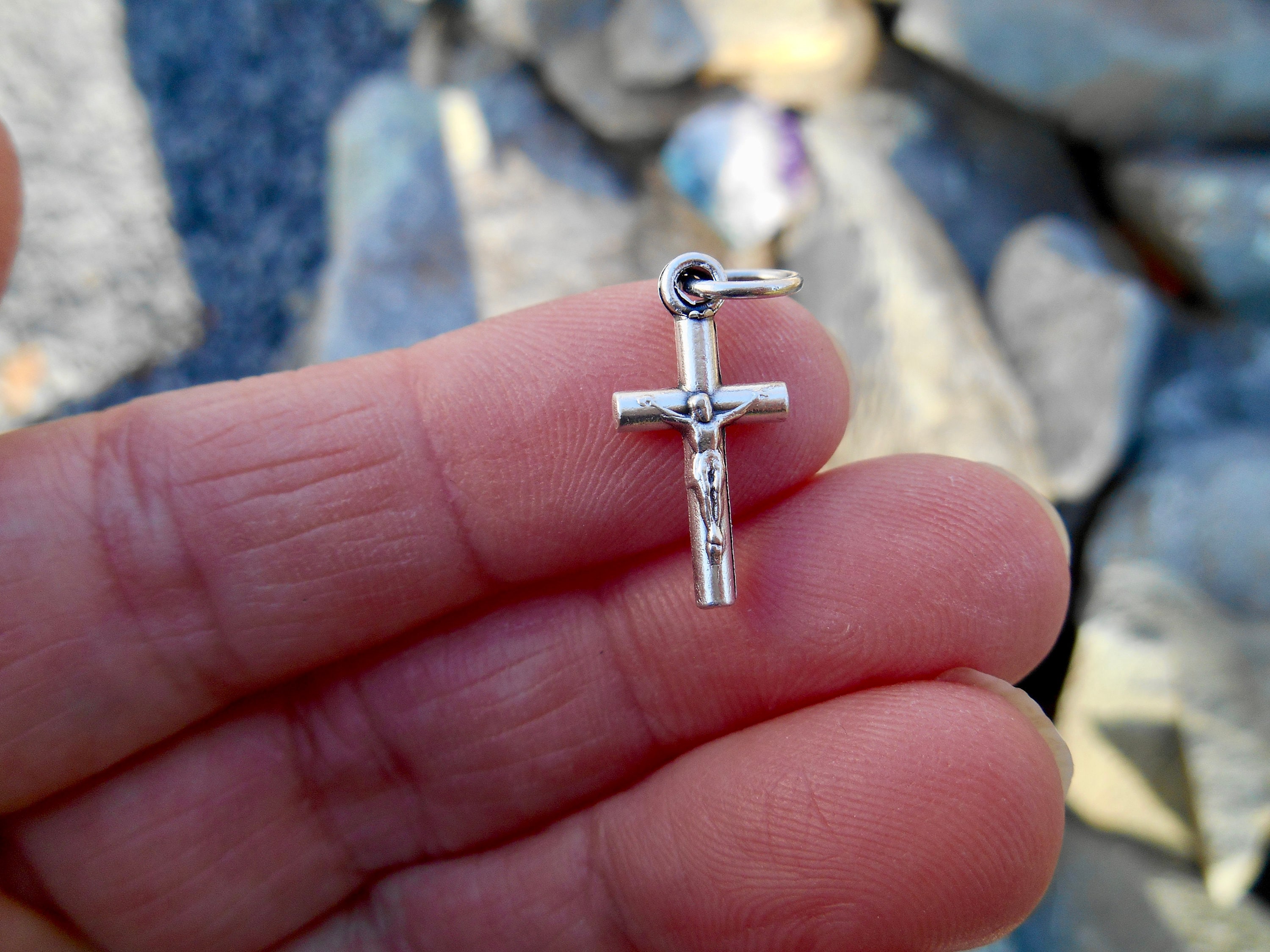 Tiny Crucifix Charm/ Miniature Cross Charm/ Small Cross Charm | Etsy