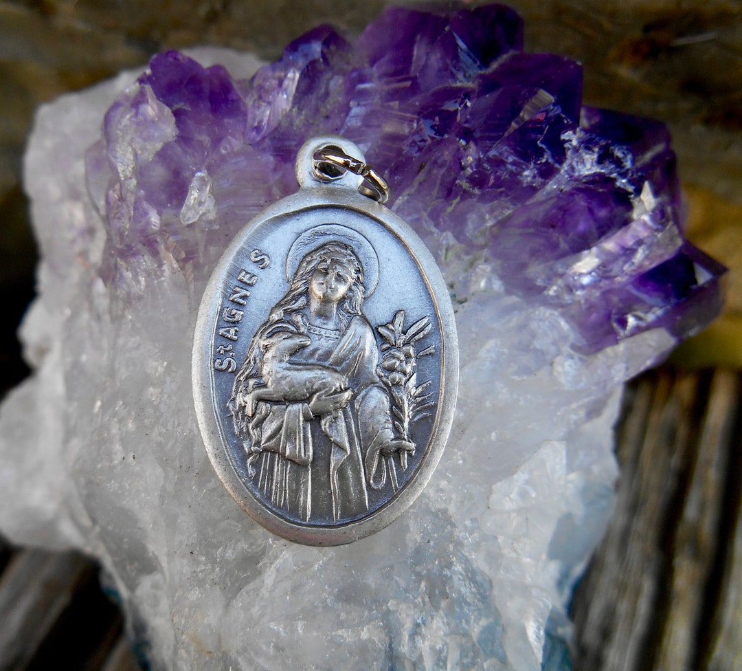 St Saint Agnes Medal/ Saint Agnes Charm/ Catholic Saint Charm/saint ...