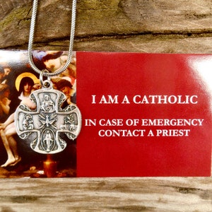 5 Way Crucifix, Large 1" Catholic Cross, 18" Stainless Steel Snake ...