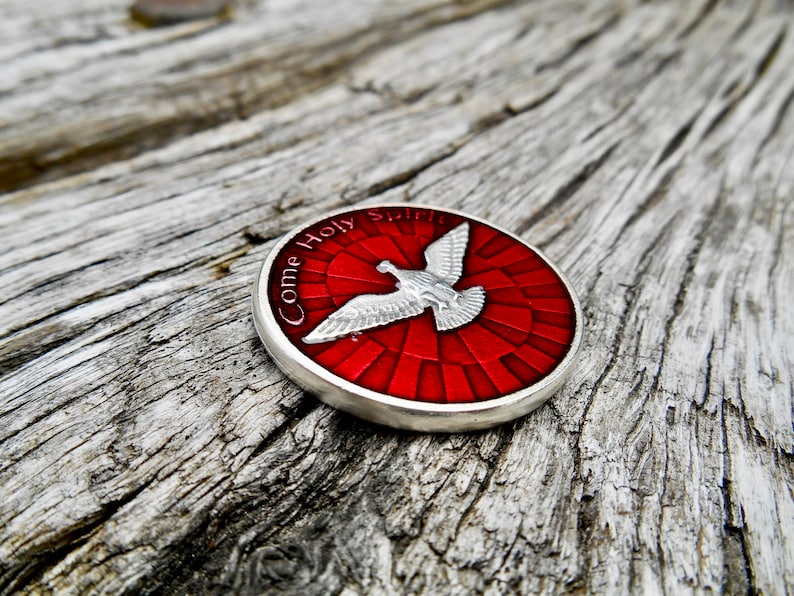 Red Enamel Holy Spirit Pocket Coin, Confirmation Token, Gifts of the ...