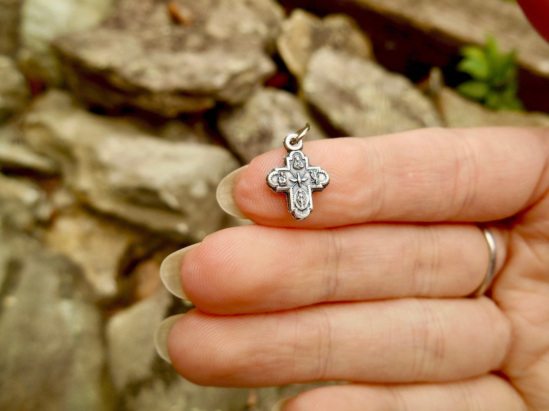 TEENY TINY Five Way Cross Charm/ 5 Way Cross Medal/ Crucifix Charm ...