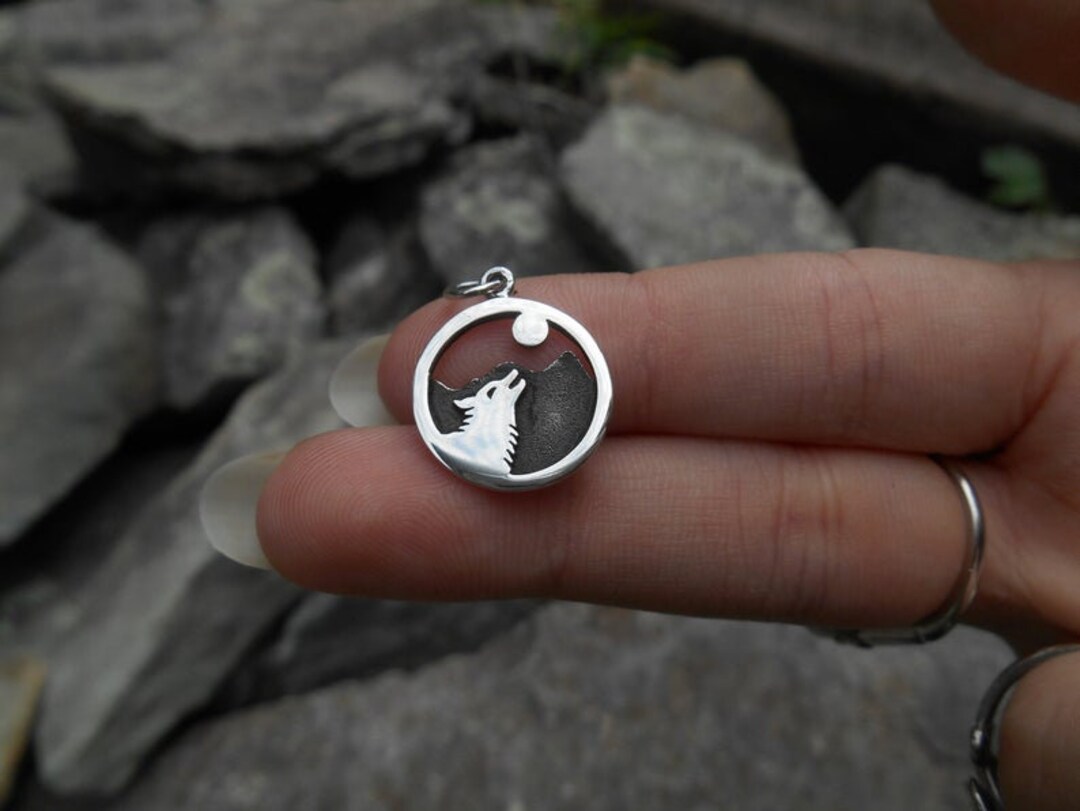 Sterling Silver Wolf Howling at the Moon Charm, Nature Charm, Wolf ...