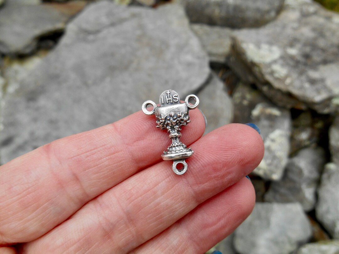 Silver Tone Chalice Rosary Center, Fancy Chalice, Chalice Center Piece ...