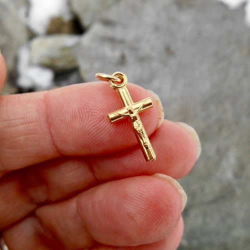 Tiny Gold Tone Crucifix Charm/ Miniature Cross Charm/ Small - Etsy