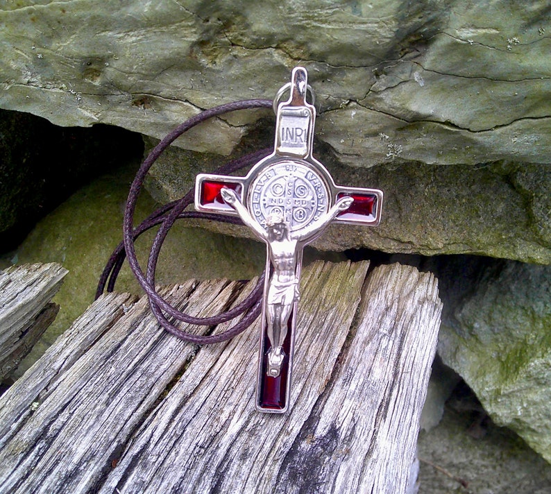Large 3 Inch Saint Benedict Crucifix Corded Crucifix Red - Etsy