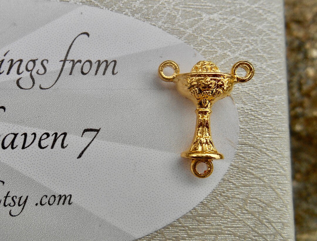 Gold Tone Chalice Rosary Center, Fancy Chalice, Chalice Center Piece ...