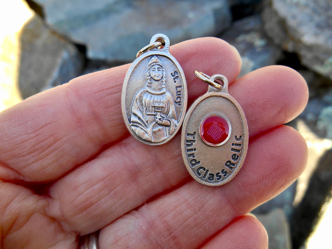 Saint St Lucy Relic Medal/ St Lucy Charm Necklace/saint Lucy Medal ...