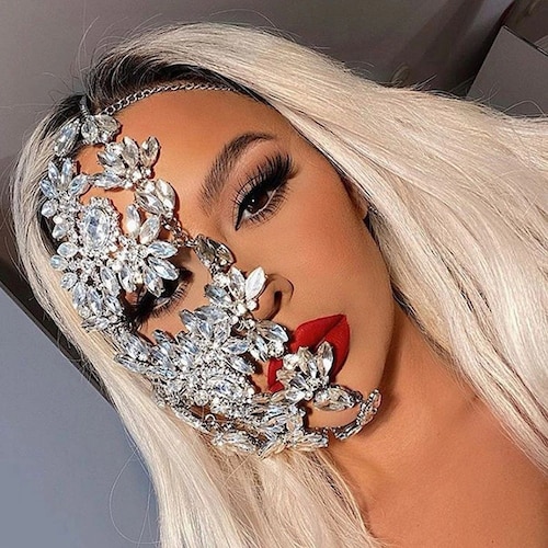 Crystal Tassel Face Mask Rhinestone Masquerade Mask Jewelry - Etsy