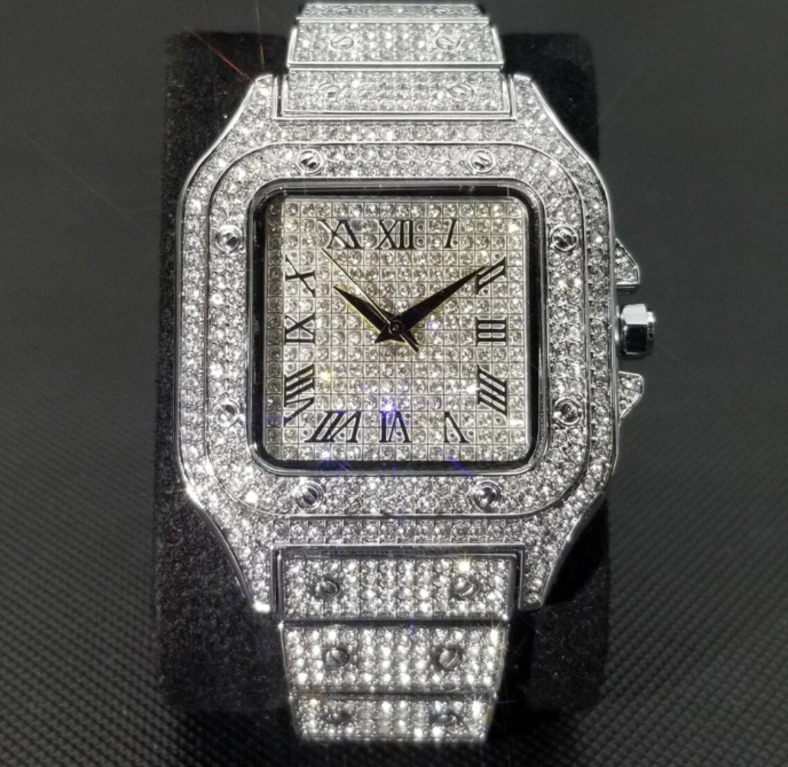 Iced Out Watch Silver Diamond Watch Bling Watch VVS Watch - Etsy