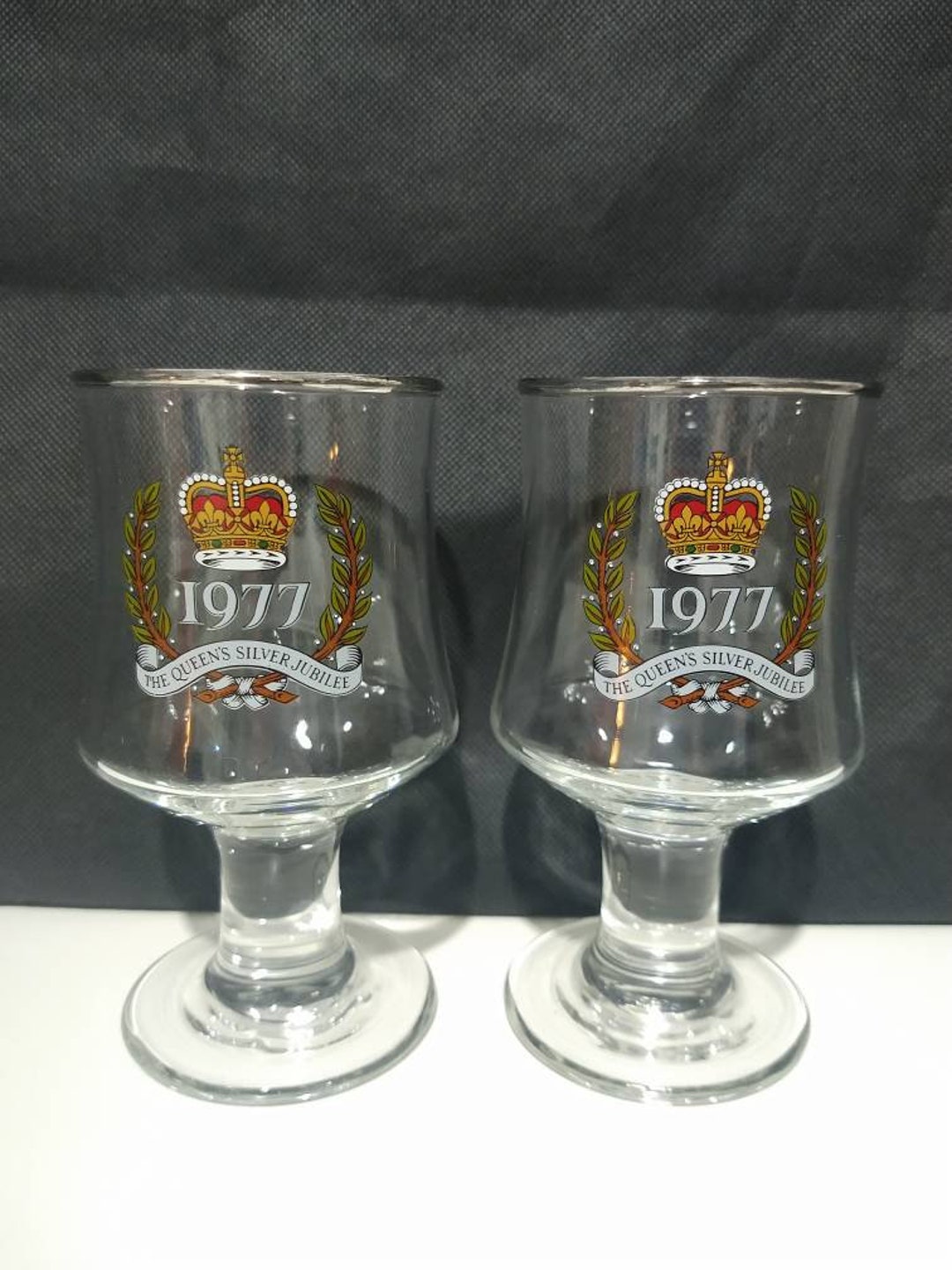 Pair of Queen's Silver Jubilee Commemorative Glasses, 1977, Vintage ...