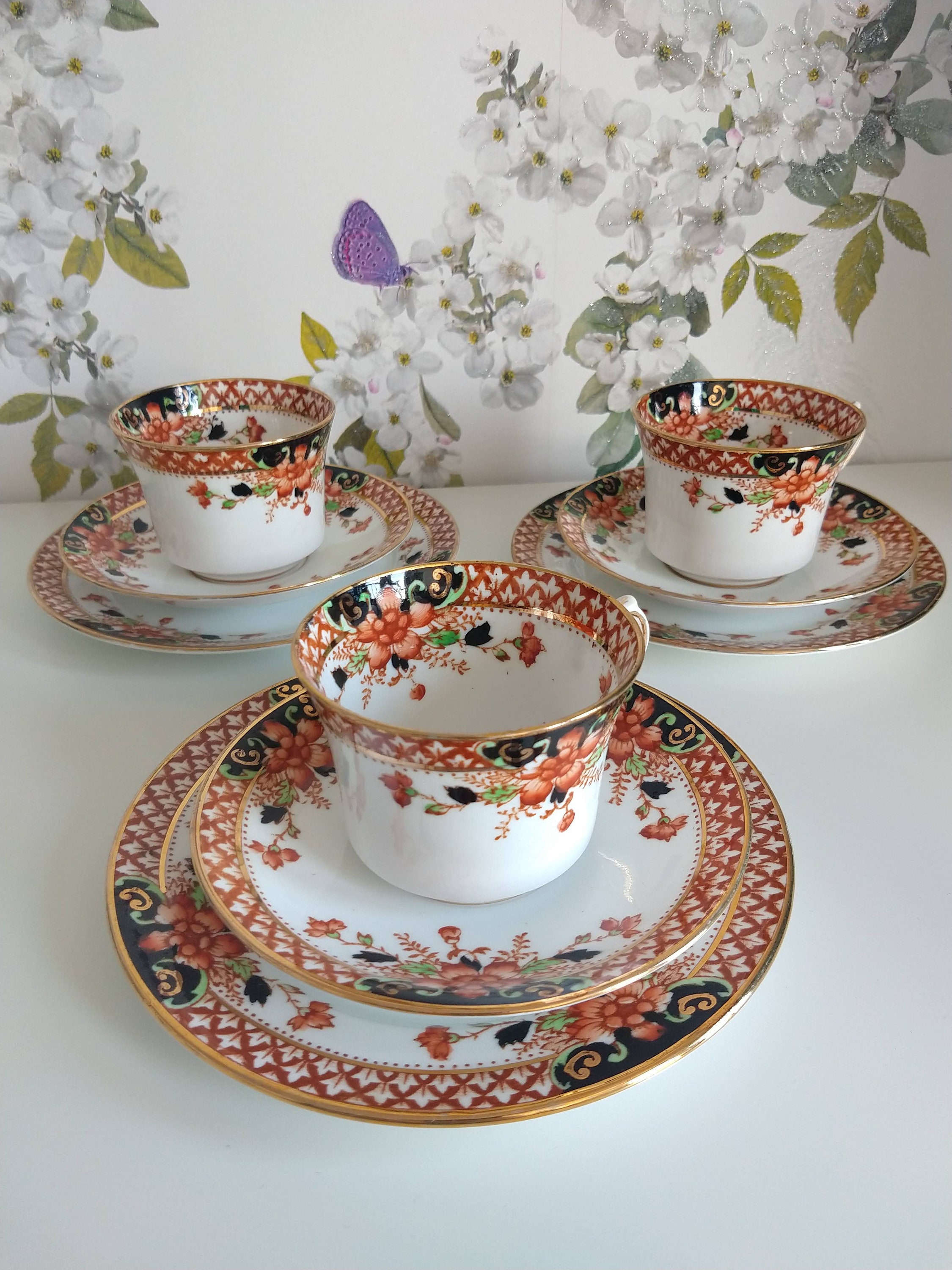 Imari Style Trio Tea Cup Saucer and Side Plate 1920's - Etsy