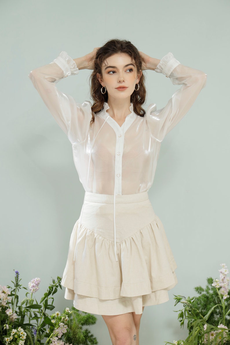 Silk Long Sleeves Button Down Shirt Women Silk Work Top Silk Etsy
