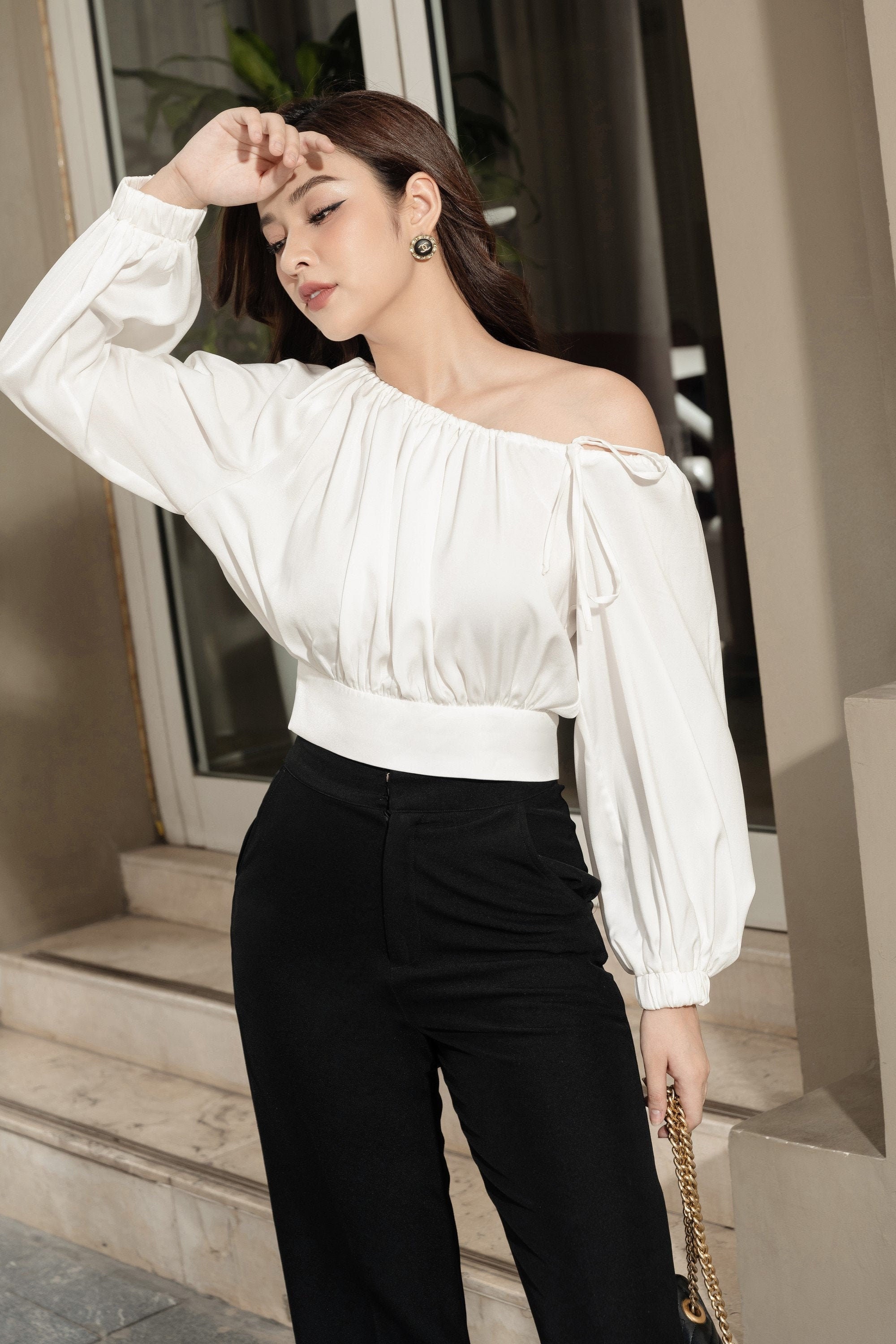 Open Shoulder Blouse - Silk Blouse - off Shoulder Blouse - Summer ...