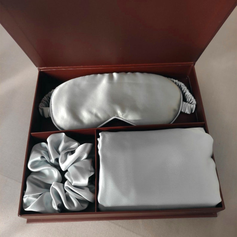 3 Piece Set Sleep Mask and Hair Accessories With Pouch / Silk - Etsy