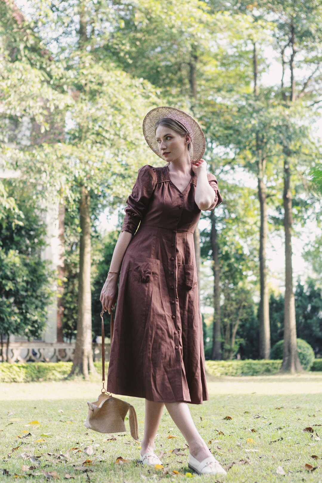 Pockets Linen Dress - Flax Dress - Graduation Dress - Linen Dress ...