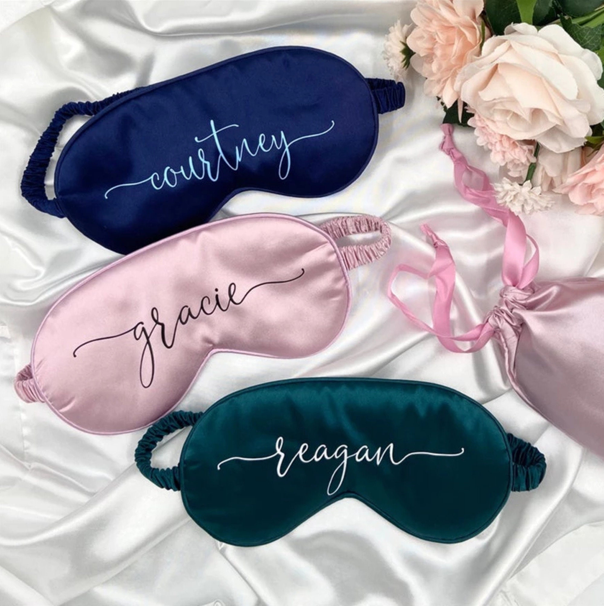 3 Piece Set Sleep Mask and Hair Accessories With Pouch / Silk Gift Set ...