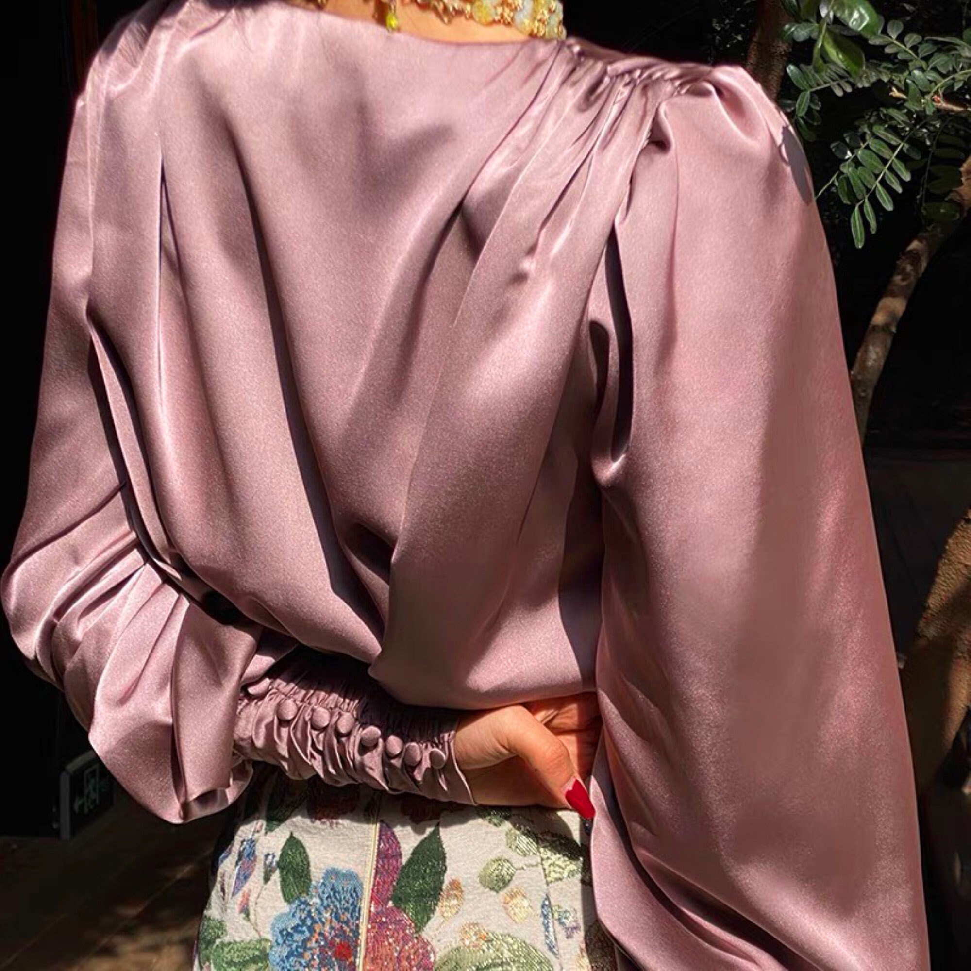 Puff Sleeves Blouse/ Silk Long Sleeves Blouse/ Silk Blouse/ - Etsy