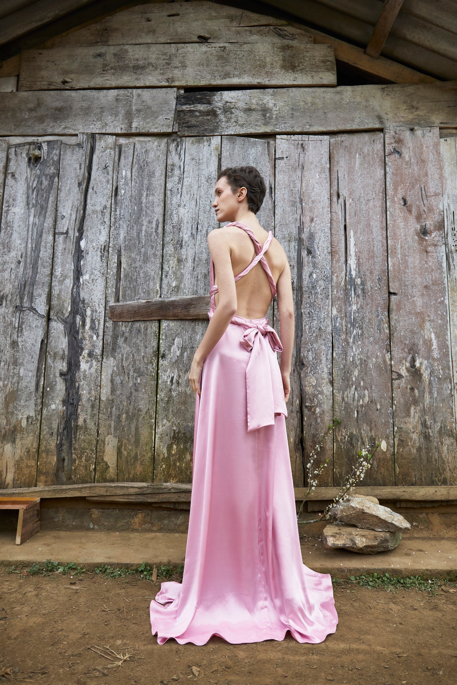 Multi Styles Silk Dress - Open Back Dress - Maxi Dress - Engagement ...